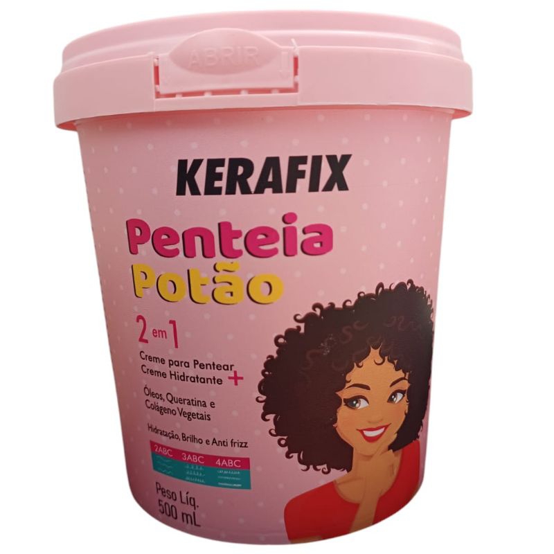 Máscara Penteia Potão 2 em 1 kerafix 500ml Creme de Cabelo para Pentar ...