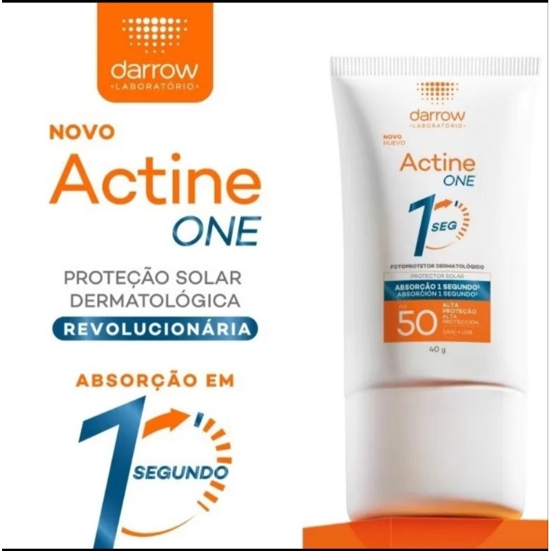 Protetor Solar Facial Actine One FPS 50 sem Cor 40 g - 1Un (val:2026 ...