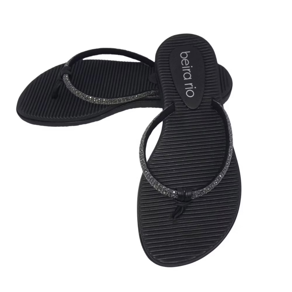 Chinelo Beira Rio Preto com Brilho (Produto Original) - Preto Diamond ...