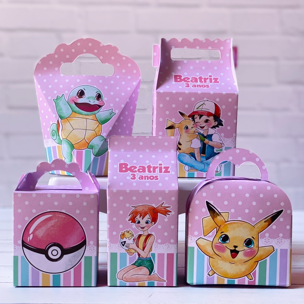 Kit Personalizados Pokemon Menina / Mimos de Aniversário Lembrancinhas ...