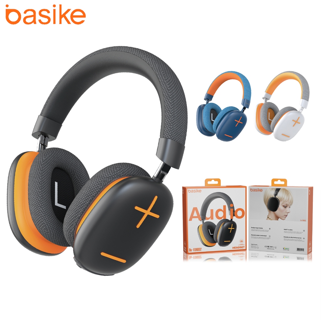 Basike headphone Bluetooth Estéreo Sem Fio 5.3 Hifi Dobrável Esporte ...