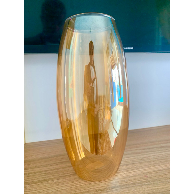 OFERTA Vaso boleado de vidro âmbar 30cm para Flores Secas e decoração ...