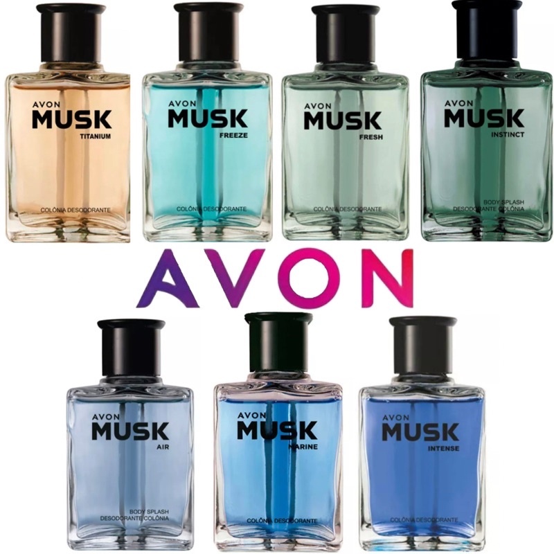 Colônia Musk Desodorante Avon - 90ml: Mineralis, Marine, Air, Intense ...