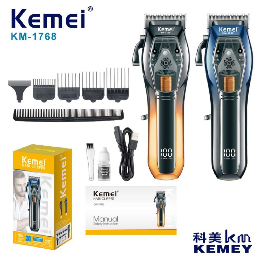 Maquina de Cortar Cabelo Profissional Recarregável Bivolt Kemei KM-1768 ...
