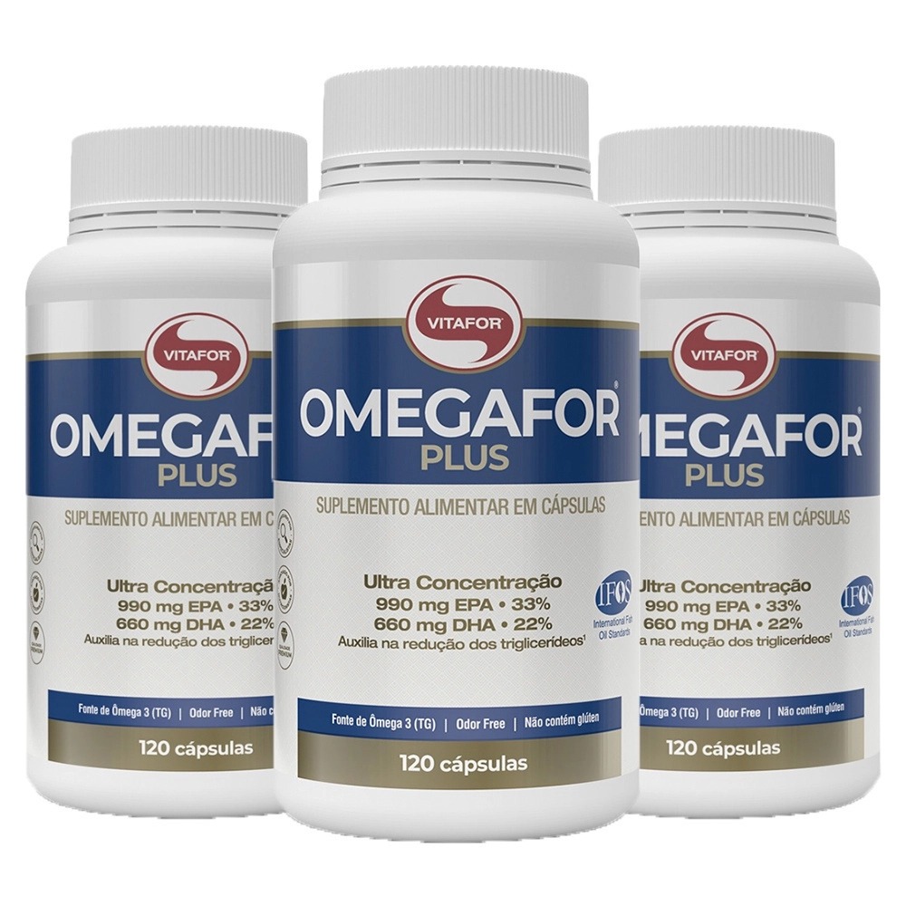 Kit com 3 omega 3 VITAFOR 120 capsulas cada Omegafor PLUS 100% ORIGINAL ...