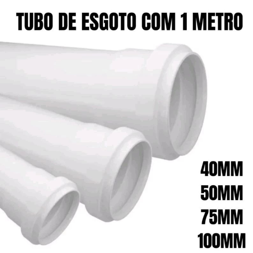 Cano Barra Tubo de PVC Branco para Esgoto com 1 METRO | Shopee Brasil