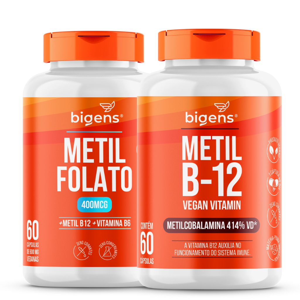 BIGENS KIT 2X METIL FOLATO + METIL B12 60 CAPS BIOGENS | Shopee Brasil