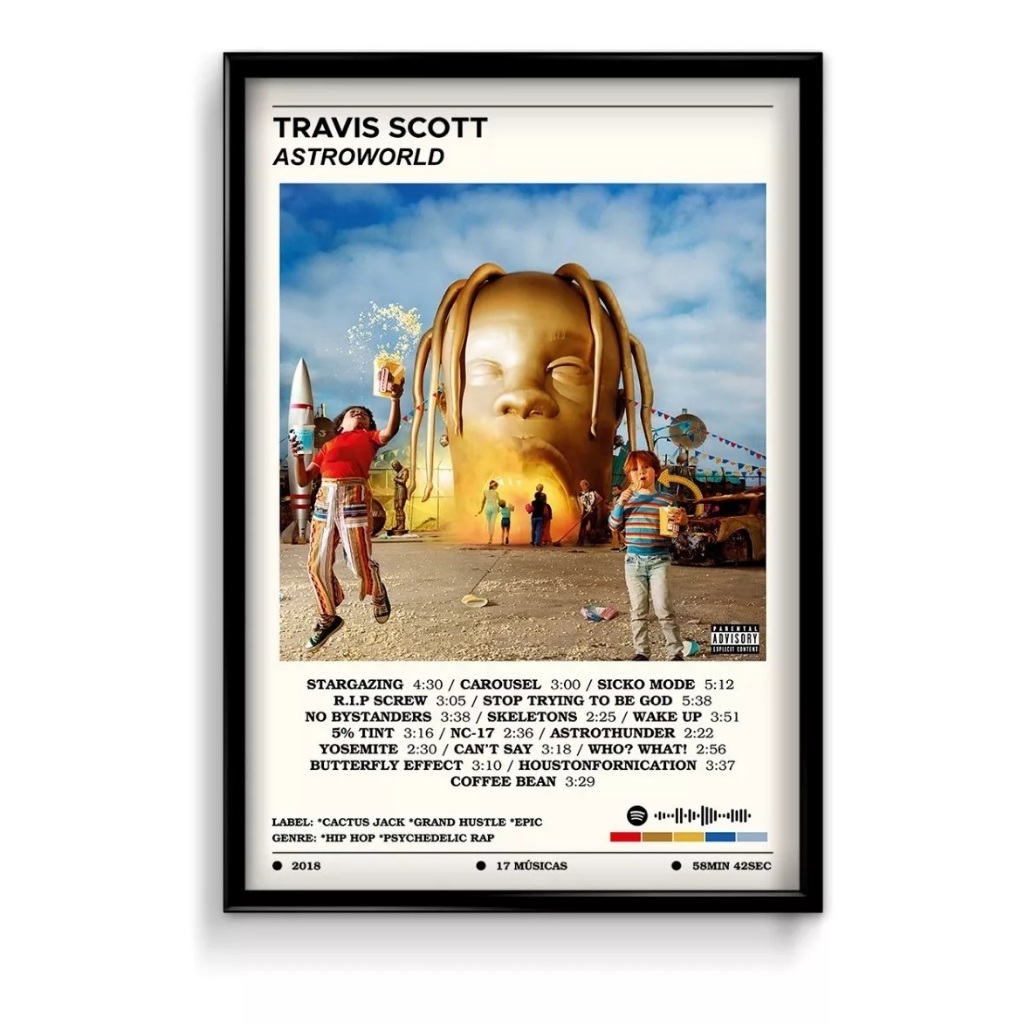 Quadro Decorativo Travis Scott Álbum Spotify 60x40 | Shopee Brasil