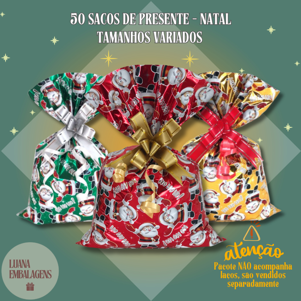 50 Sacos de presente - Natal - Tamanhos variados | Shopee Brasil