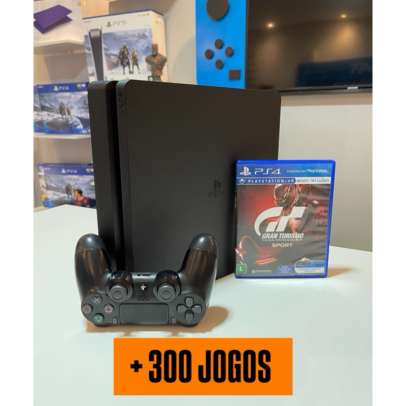 PS4 Slim 500GB Semi Novo - Completo + 300 Jogos - Garantia de 3 Meses | Shopee Brasil