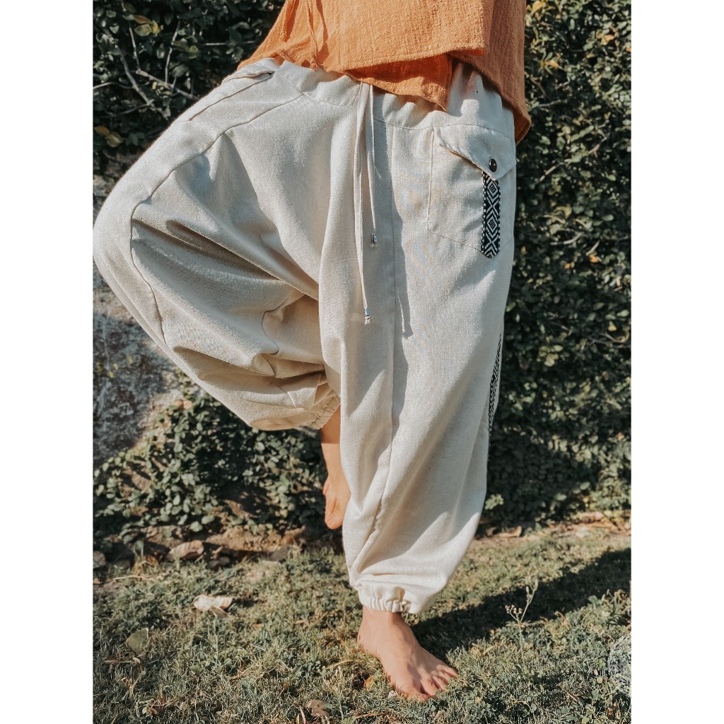 Calça Aladim - Linho Cru - Goa Nomads - Harém - Balão | Shopee Brasil