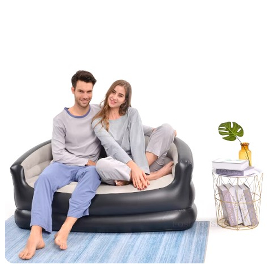 Sofá Inflável Preguiçoso Dobrável Ampliado com Encosto e Braços ...