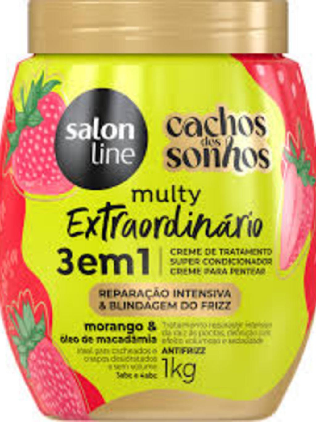 CREME DE PENTEAR SALON LINE 1000G CACHOS MULTY EXTRAORDINÁRIO MORANGO ...