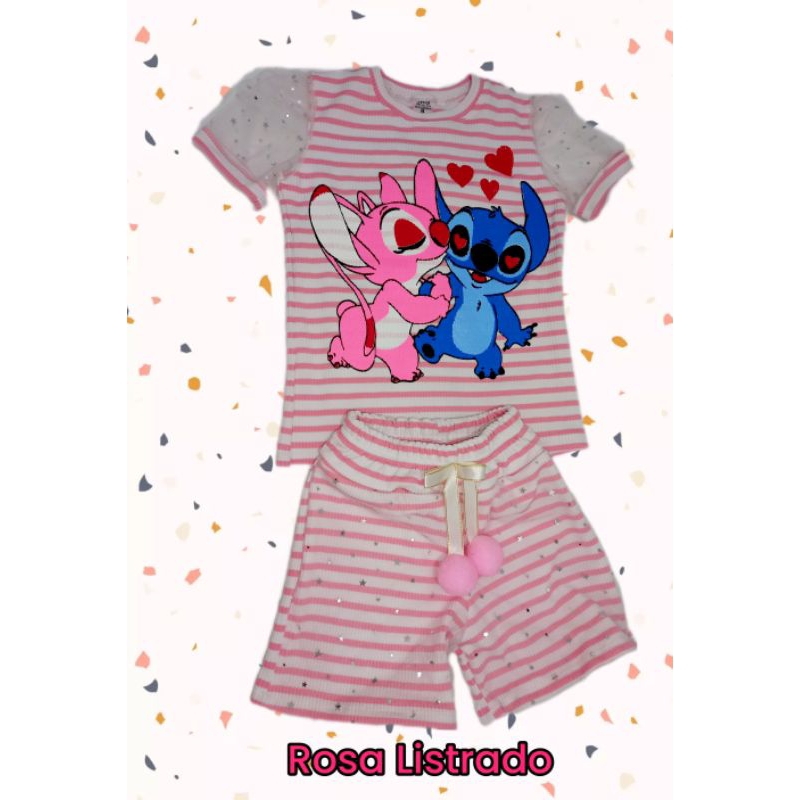 Conjunto Infantil Stitch Menina Verâo 2024 / 2025 - 2 Peças | Shopee Brasil