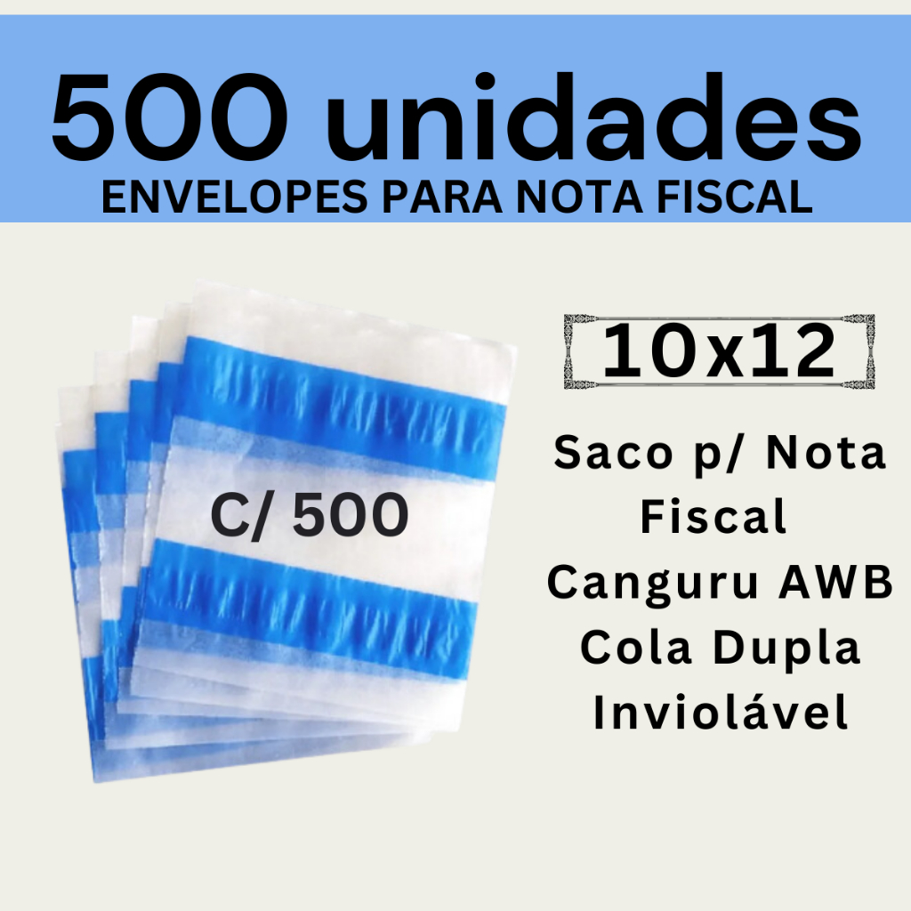 Kit 500 Envelopes Canguru Nota Fiscal 10x12 500 Unid Awb Danfe Saco ...