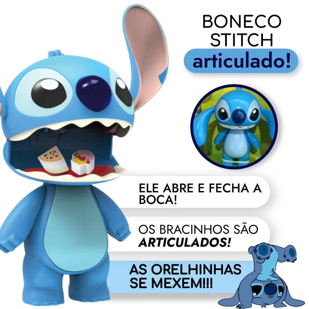 Boneco Stitch Realista Articulado Original Disney Lilo e Stitch ...