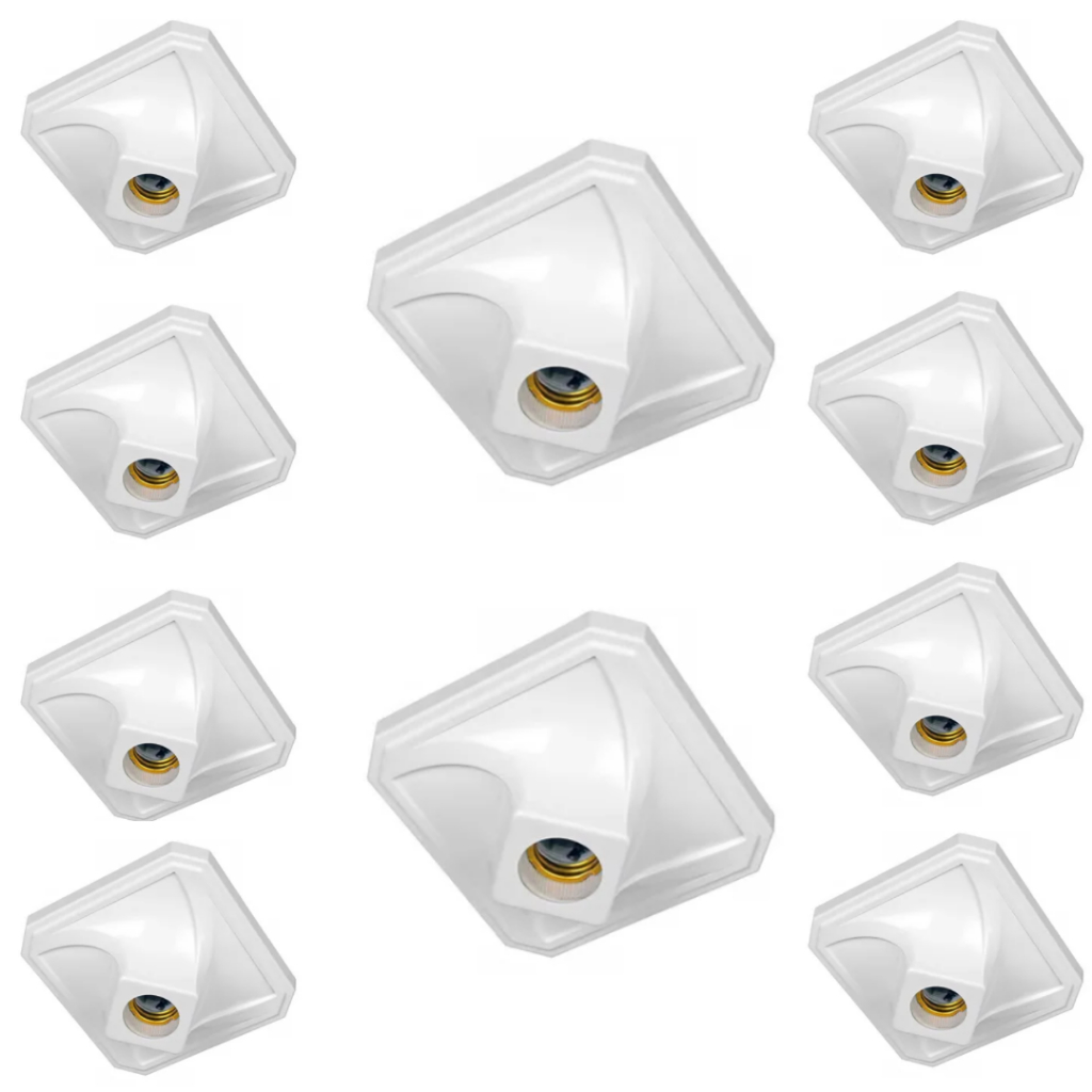 KIT 10 UNIDADES PLAFON C/SOQUETE PORCELANATO PAVILONIS BRANCO QUADRADO ...