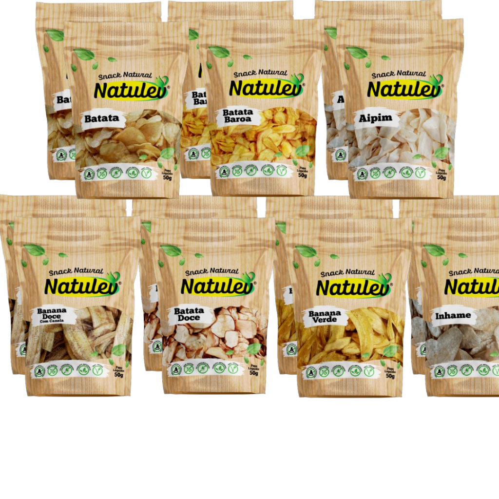 Batata Chips Batata Doce Banana KIT 14 Snack Natural de 50g | Shopee Brasil