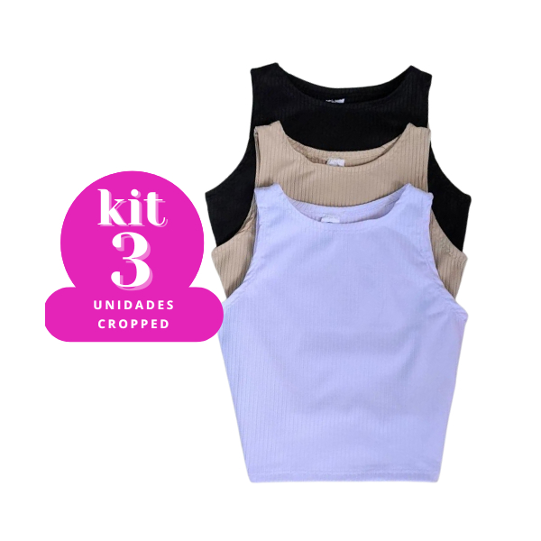 Kit 3 Cropped Feminino Canelada Regata Crooped Regatinha Cropet ...