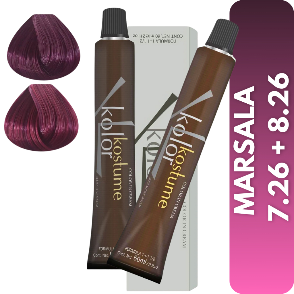 Kit Kostume Kolor Marsala 7.26 + 8.26 Coloração Tinta para cabelo 60ml ...