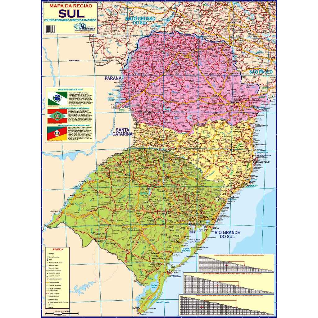 MAPA / POSTER DA REGIÃO SUL DO BRASIL - DIMENSÕES: LARGURA 89 CM X ...