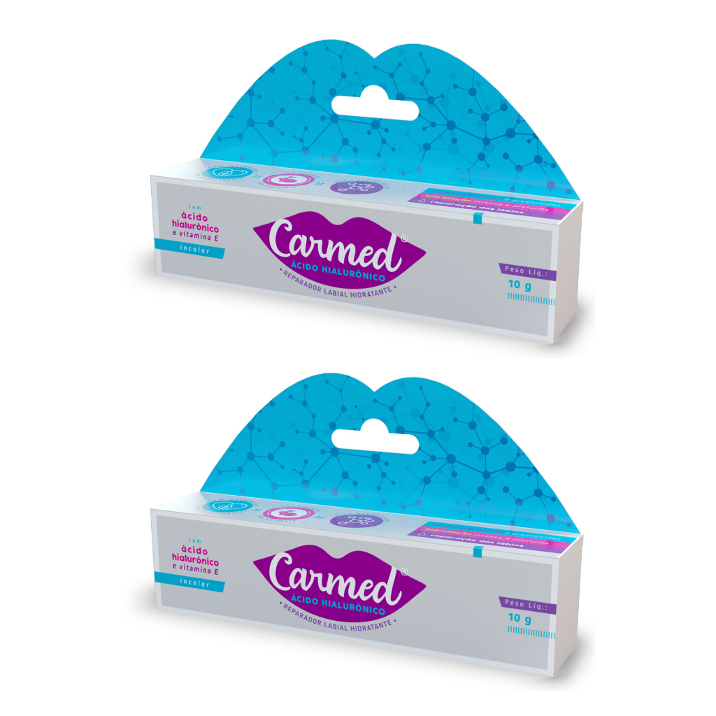 Kit com 2 Hidratante Reparador Labial Com Acido Hialurônico Carmed Cimed 10g Original | Shopee ...