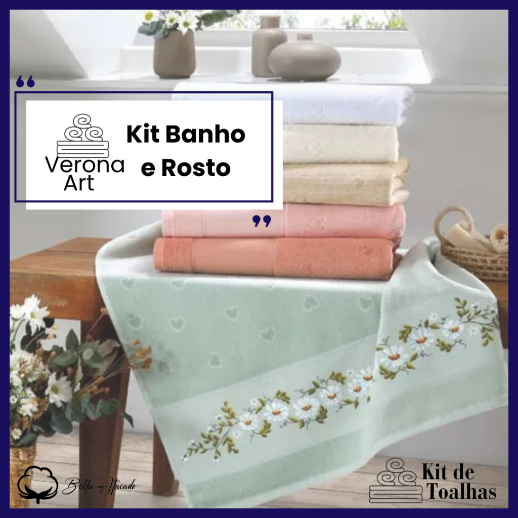 Kit Jogo 2 Toalhas - 1 Banho + 1 Rosto para Pintar Verona Art 100% ...