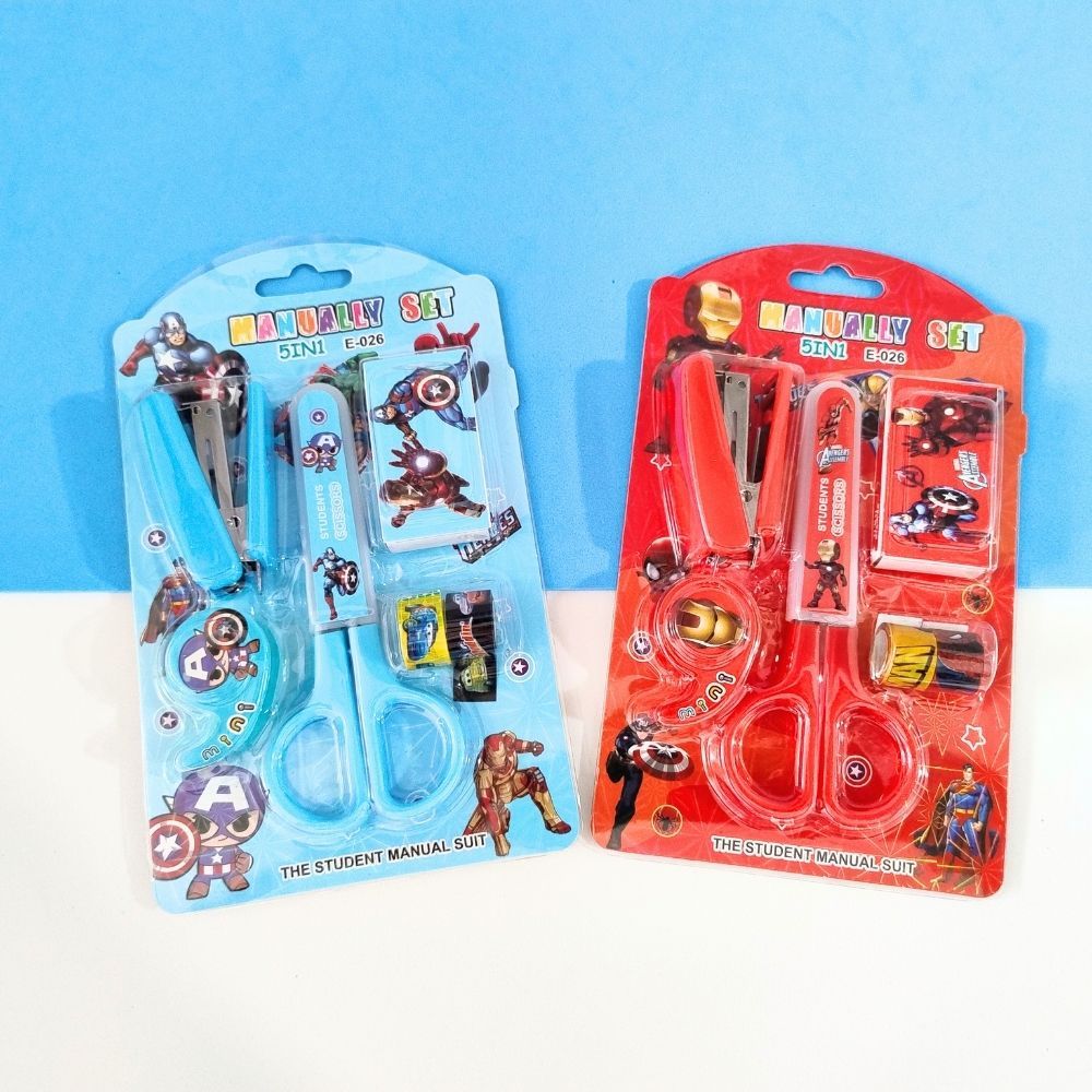 Kit Escolar Super Heróis / Marvel / Carros / com Tesoura/Grampeador ...