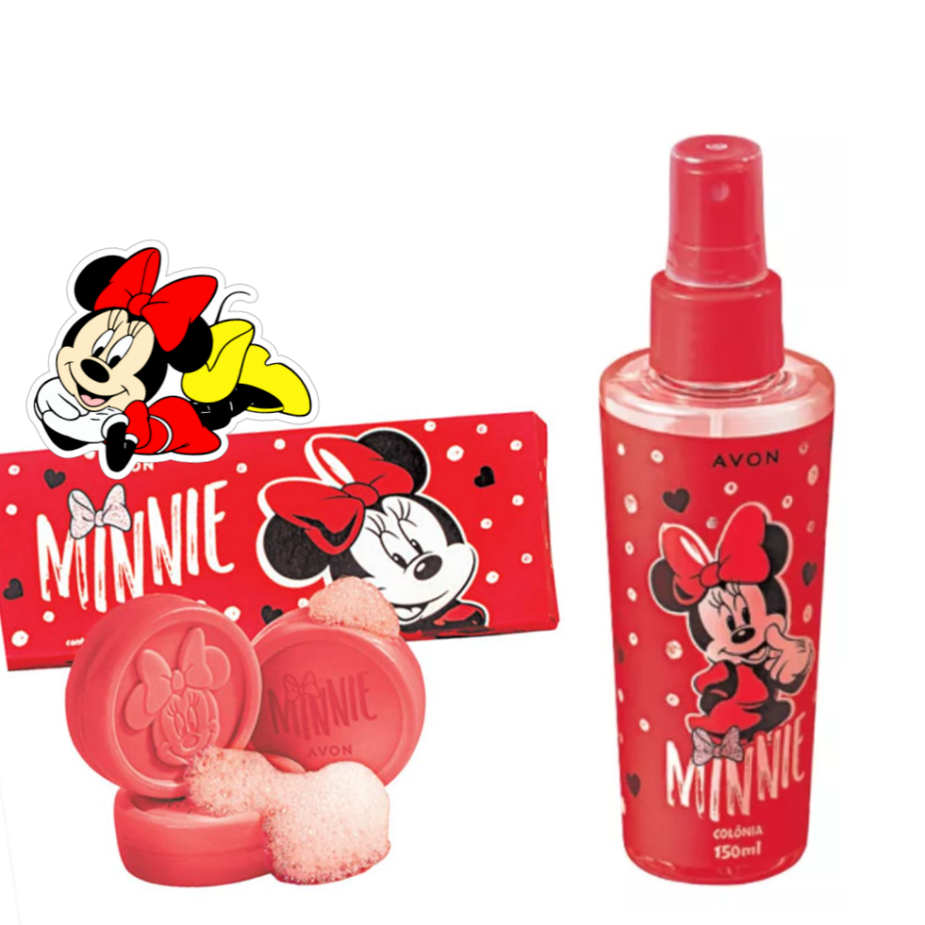 Kit infantil para meninas Avon Minnie Colônia + caixa de sabonetes c/3 ...