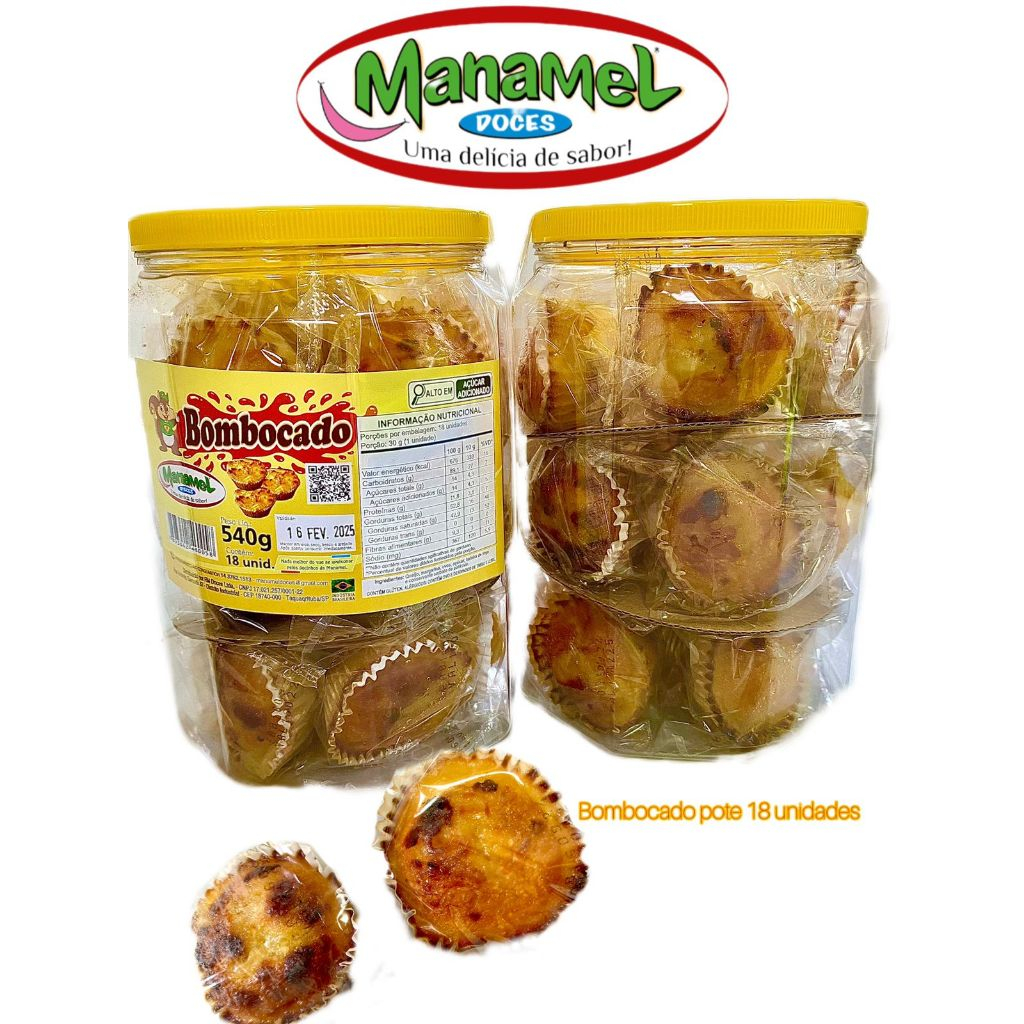 Kit 2 Bombocado pote 18 unidades cada 540g 36 unidades 30g cada Manamel ...