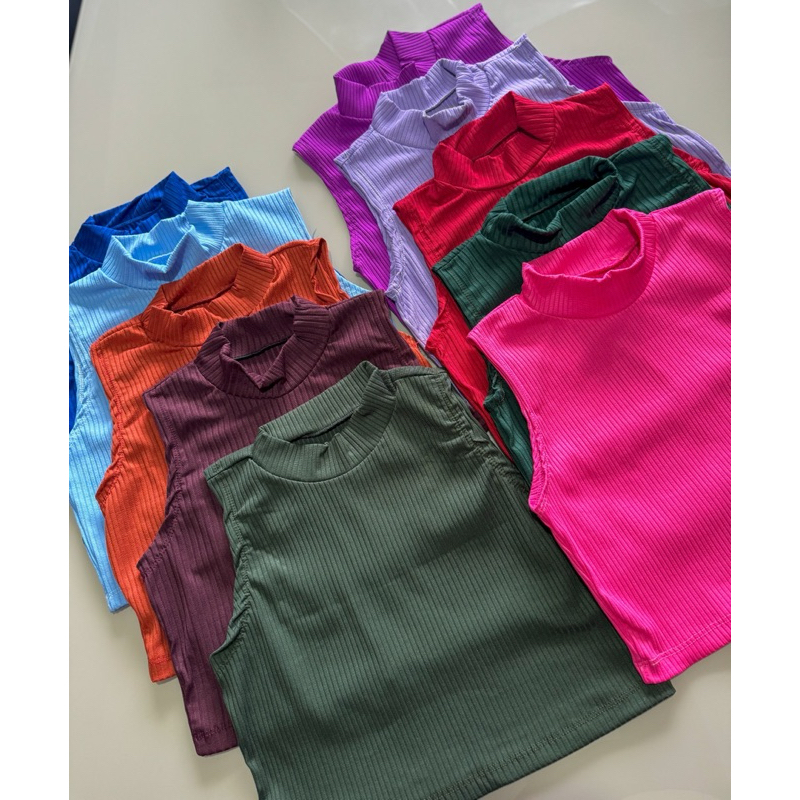 Croppet Canelado Gola sem Manga | Shopee Brasil