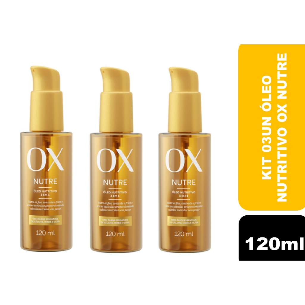 Kit 03un Óleo Nutritivo Ox Nutre 120ml | Shopee Brasil