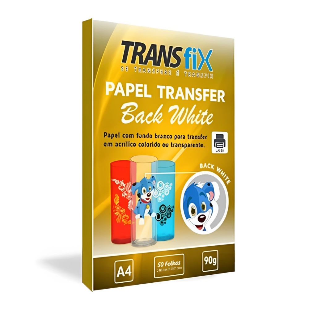 Papel Transfer Laser Para Acrílico Colorido Transparente Back White ...