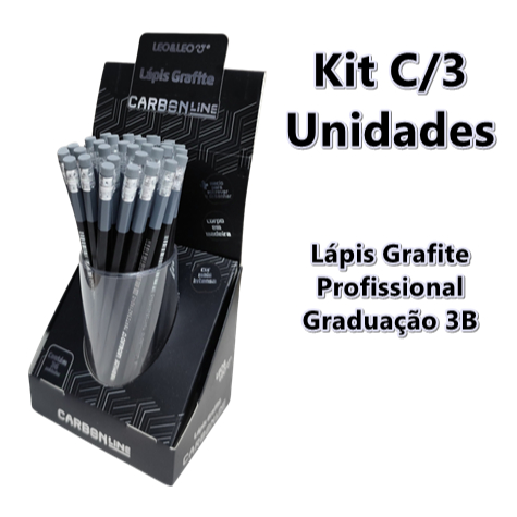 Lápis Grafite Profissional 3B CarbonLine Sextavado Com Borracha no Topo ...