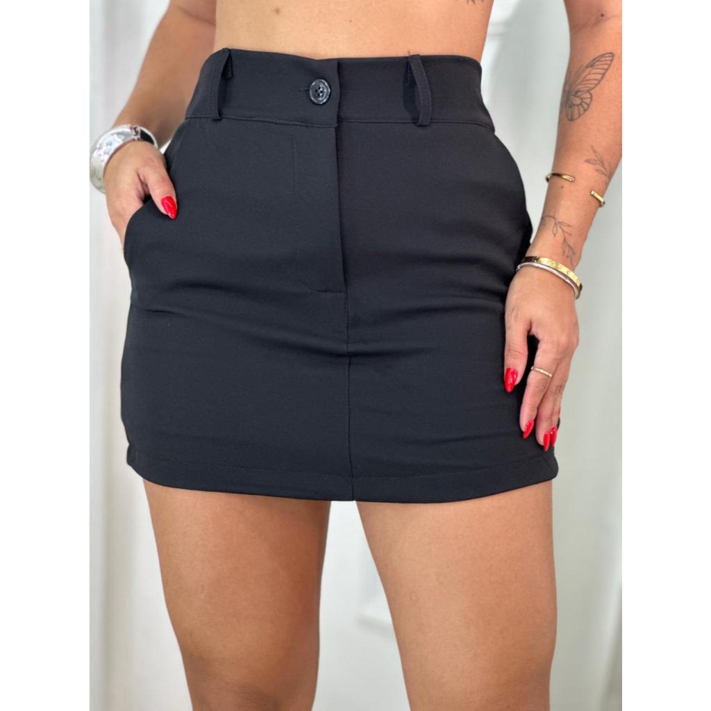 Short Saia Feminino Alfaiataria Curto Cintura Alta Serve Cinto | Shopee ...