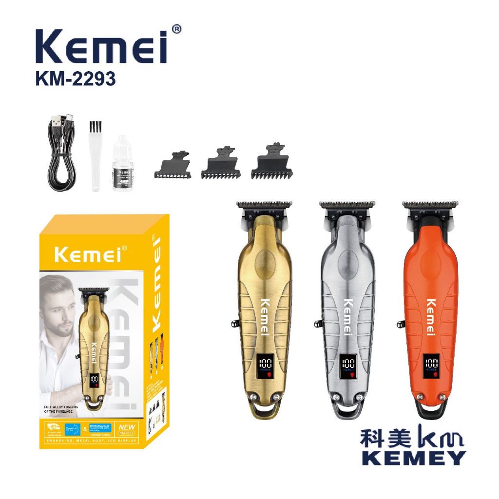 Kemei KM-2293 Aparador Barba e Cabelo Profissional Máquina de Acabamento Recarregavel Hair ...