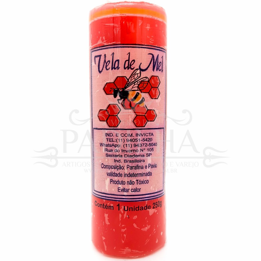 Vela De 7 Dias 55Mm Aromatizada Mel Parafina Vermelha Unidade Invicta ...