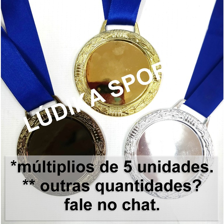 5 ou + Medalhas Metal 6,6cm Modelo G2 Ouro/Prat/Bron Personalizo ...