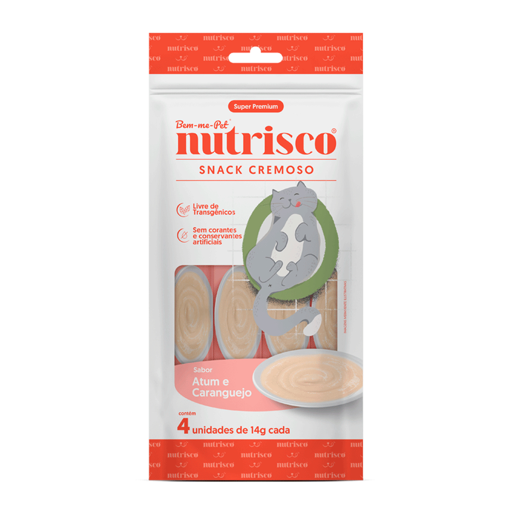 Nutrisco 56g Atum e Caranguejo Petisco Cremoso para Gatos Similar a ...