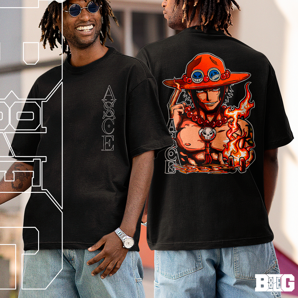 Camiseta Basica e OVERSIZED Portgas D Ace Asce One Piece Punho De Fogo ...