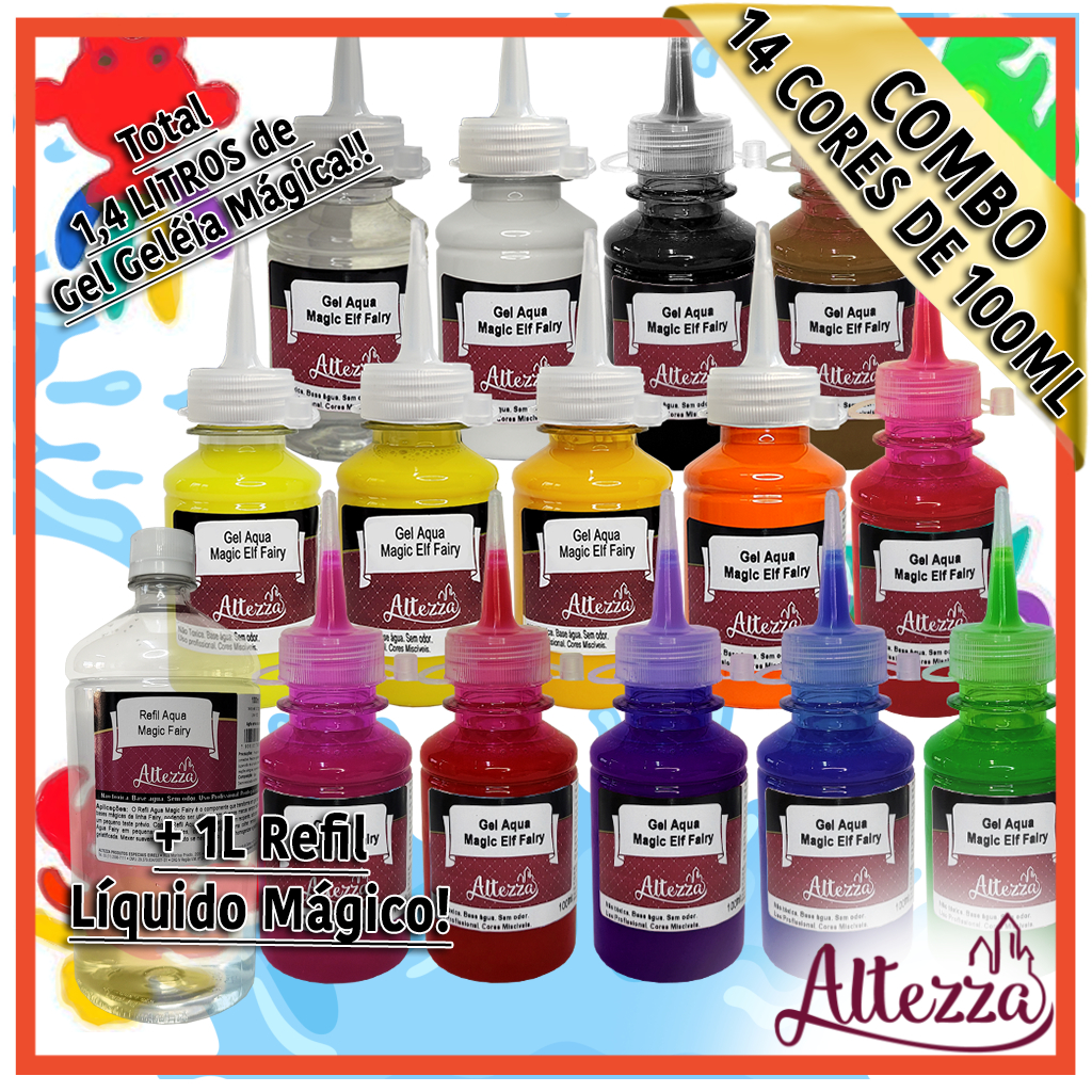 Combo Aqua Fairy Elf Gel Geleia Magica Squishy - 14 cores de 100ML (1 ...