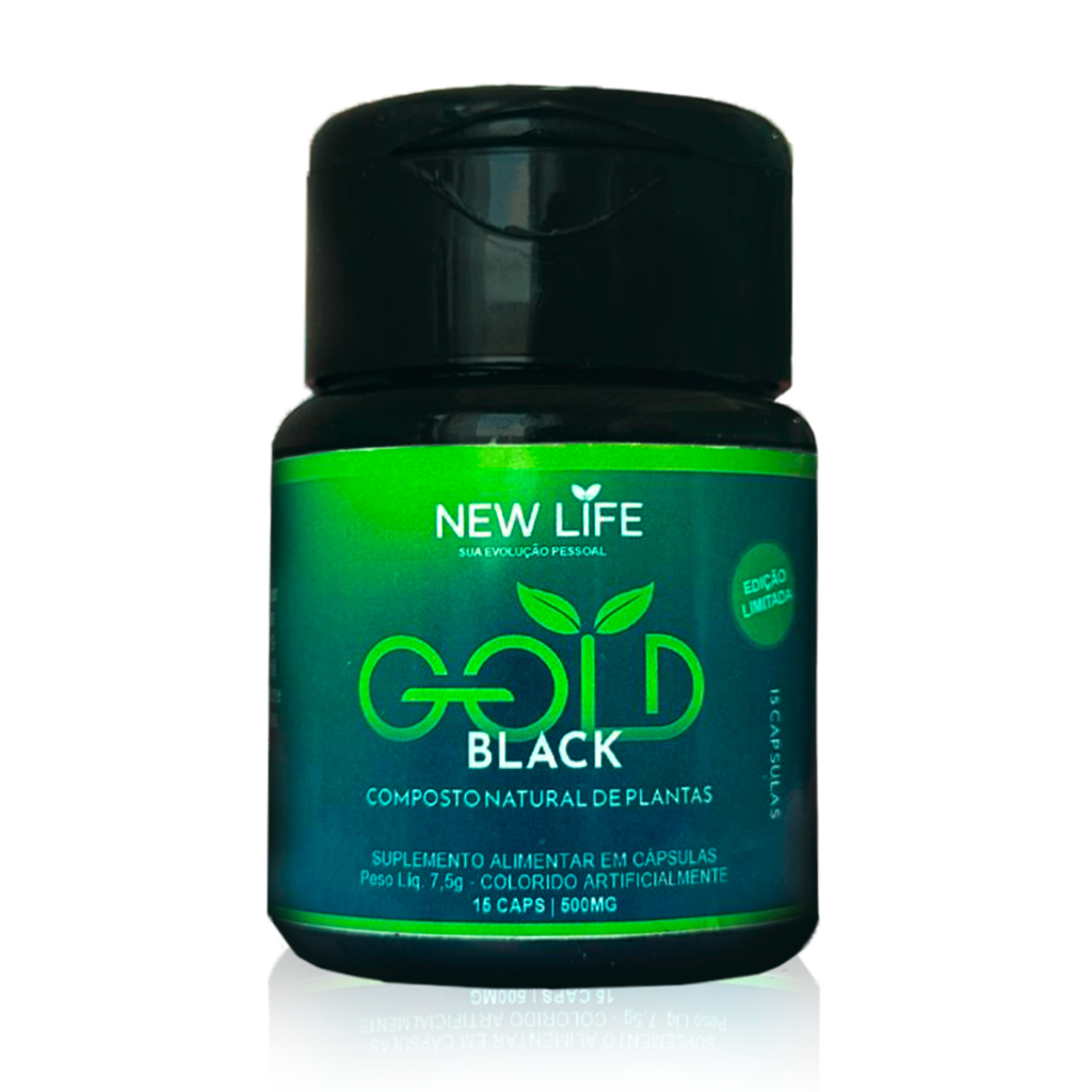 New Life Gold Black Original 15caps com Ingredientes Naturais ...