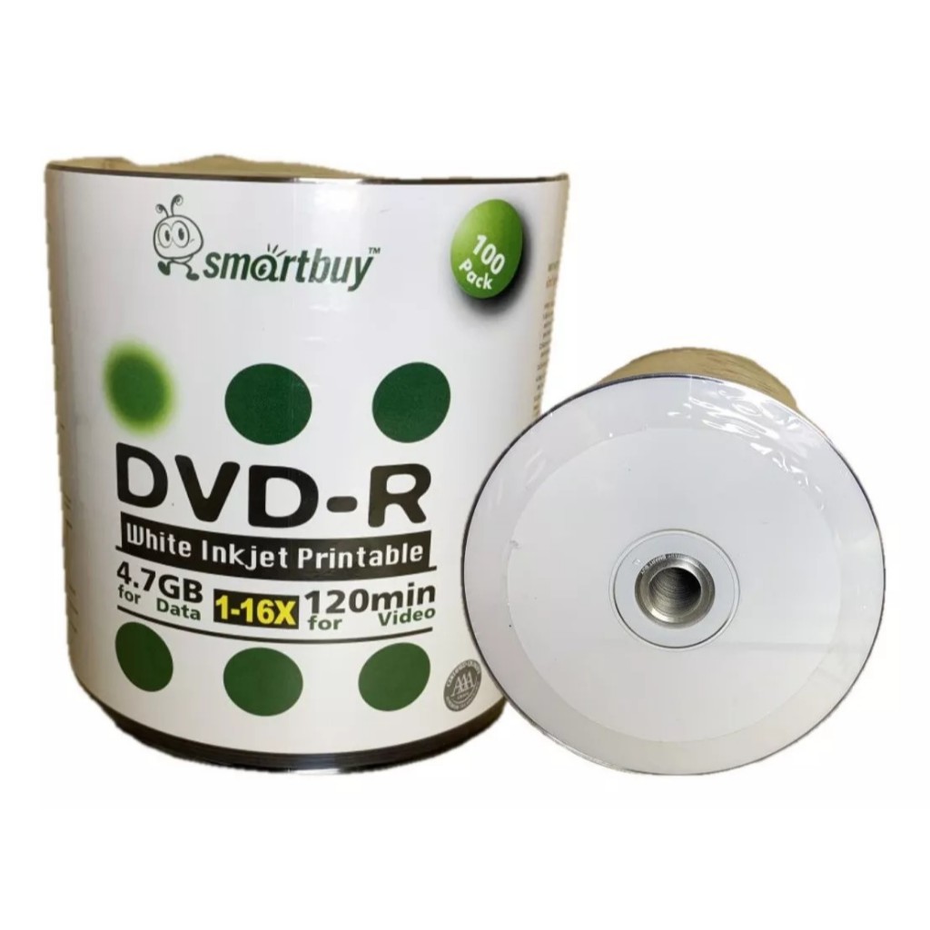 100 Dvd-r Printable Smartbuy 4.7gb 120 Minutos | Shopee Brasil
