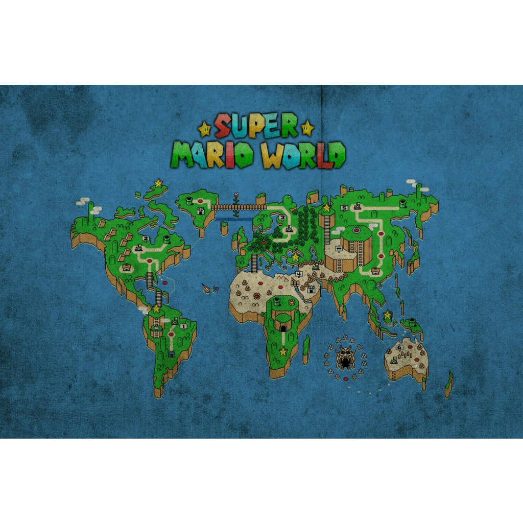 Pôster - Super Mario World Map - Decora - 33 Cm X 48 Cm | Shopee Brasil