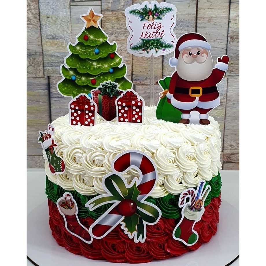 Topo Topper de Bolo Tema Personalizado Feliz Natal 03 | Shopee Brasil