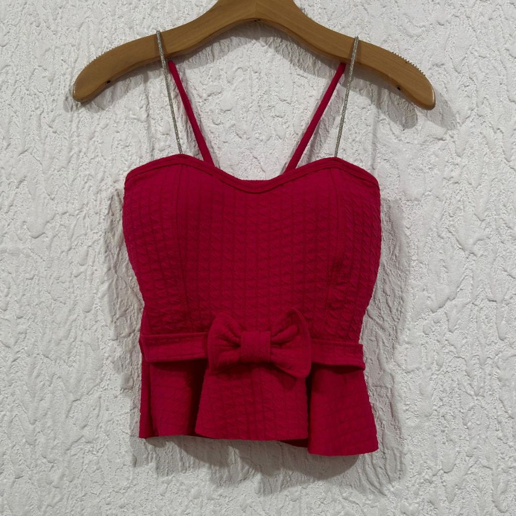 Top cropped Bubble alça com brilho com flores com bojo tamanho único ...