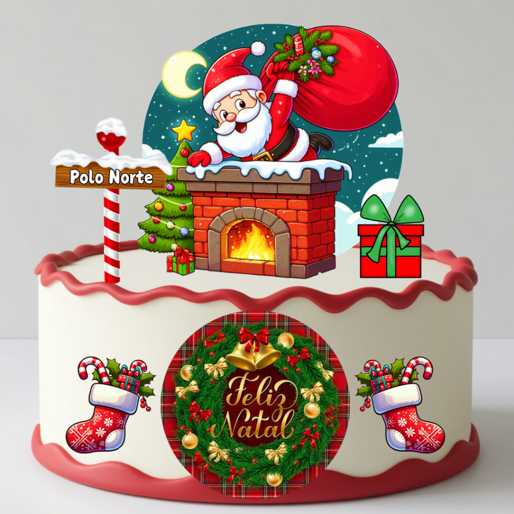 Topo Topper de Bolo Tema Personalizado Natal 04 | Shopee Brasil