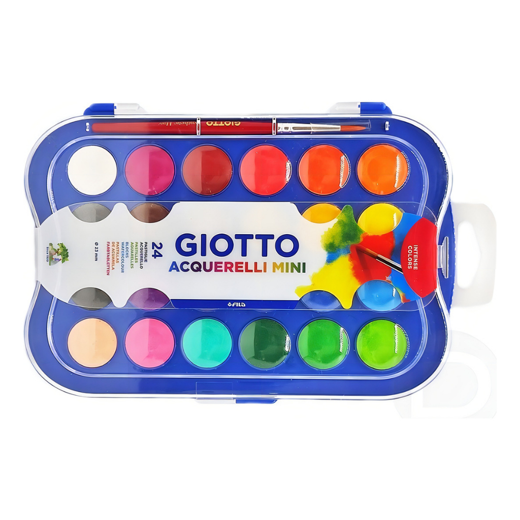 Aquarela Giotto Mini 24 Cores Estojo + Pincel | Shopee Brasil