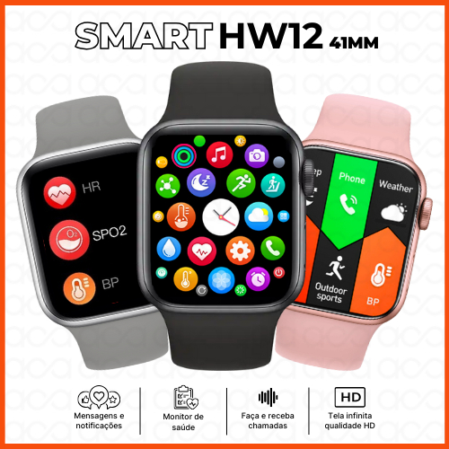 Relógio Smartwatch 41mm HW12 Premium Original Esportivo Redes Sociais Masculino / Feminino ...