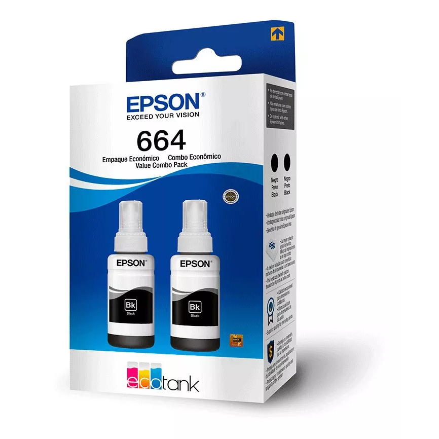 Kit 2 Tintas Preta Epson 664 L365 L375 L380 L395 L396 L455 | Shopee Brasil